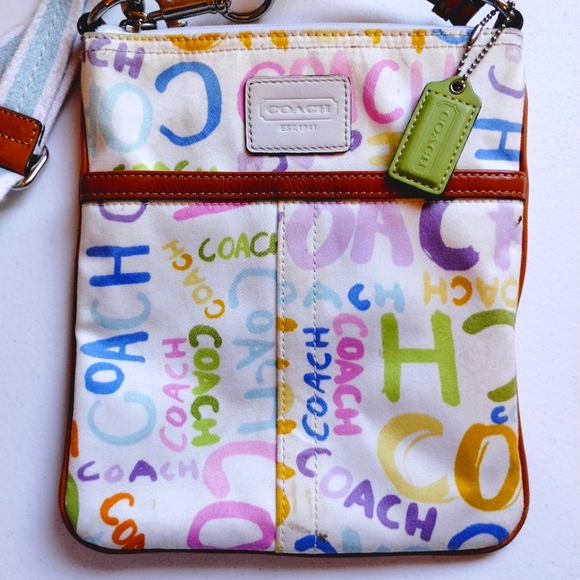 Coach | Bags | Coach Signature Monogram In Pastel Colors Crossbody Bag ...